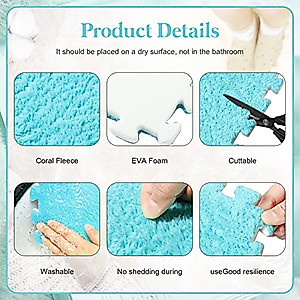 100 Tiles Interlocking Carpet Tiles Soft Fluffy Baby Play Mat Short Coral Fleece Foam Puzzle Floor Mats for Children Kids Toddler Play Area Home Bedroom Parlor (Lake Blue)
