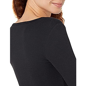 Amazon Essentials Sweater for Women, Long Sleeve Slim-Fit Rib Scoop Neck (Available in Plus Size), Pack of 2, Black/Eggshell White, Small