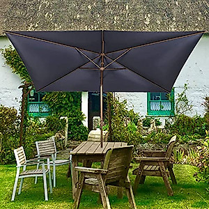 NOWENSOL Patio Umbrella Rectangular Outdoor Table Umbrella with Crank & Push Button Tilt for Terrace, Backyard, Garden, Courtyard, Swimming Pool, Lawn, 6.5x10ft (Navy Blue)