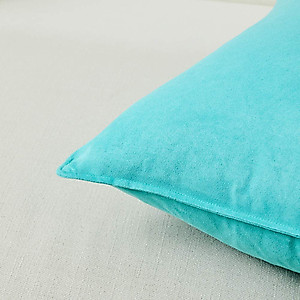 Fancy Homi 2 Packs Premium Faux Suede Decorative Throw Pillow Covers, Super Soft Square Pillow Case,Solid Cushion Cover for Couch/Sofa/Bedroom (16"x 16",Set of 2, Turquoise)