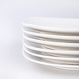 Cutiset Porcelain Dessert, Salad Plates, Set of 6 , White ( 7 inch, Square)