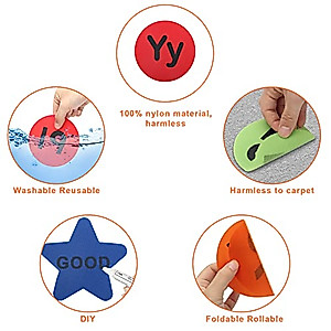 Hoedia 70pcs Carpet Markers Floor Dots Multicolour Spot Marker,Magic Carpet Spots for Classroom Supplies Elementary School Kindergarten Daycare Decoration（26 Letters + 36 Numbers + 8 Stars）