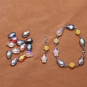 210Pcs Colorful Fish Glass Beads Fish Beads Sea Glass Beads Glass Fish Beads for Jewelry Making