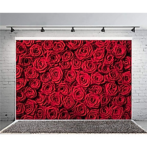 Laeacco 10x8ft Red Rose Backdrop Flowers Rose Wall Background Valentines Day Backdrop Wedding Photo Booth Girls Birthday Decoration Bridal Shower Party Banner Lovers Portraits Video Props Wallpaper