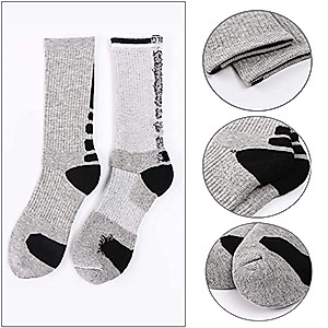 Qiangyun Men's & Women's Athletic Cushioned Compression Crew Basketbal Socks for Work Sports (Sport Socks A-01, Large)