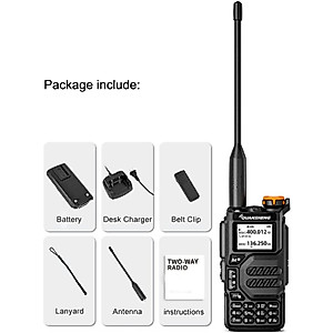UV-K5 Dual Band Radio 5 Watt Output Portable Two-Way Radio with NOAA Weather Alert Walkie Talki FM (1pc)
