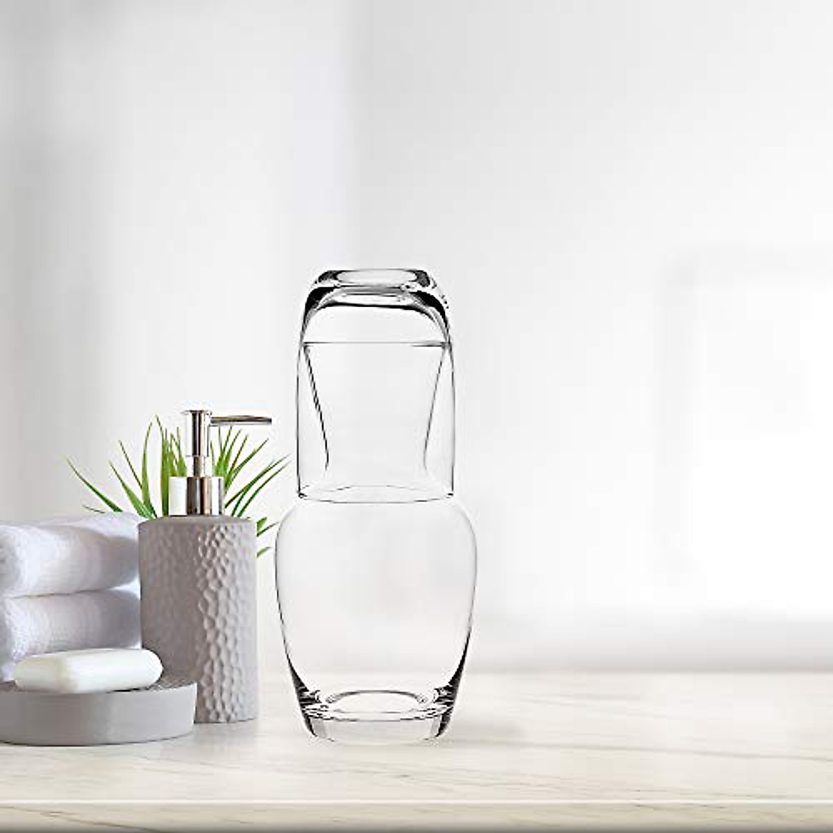 Trinkware Bedside Carafe With Tumbler - Clear Glass - 2 Piece Water Pitcher And Cup Night Set