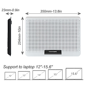 ICE COOREL Aluminum Laptop Cooling Pad 2023 Upgrade, Laptop Cooler Stand with 7 Height Adjustable, Laptop Fan Cooling Pad for Laptop 12-15.6 Inch, Notebook Cooler Pad with Two USB Port (Silver)