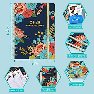 2023-2025 Monthly Planner - Monthly Planner, 3 Year Monthly from Jan. 2023- Dec. 2025, 6" x 8.3" , with Tabs, Monthly Calendar Planner with Pocket, Contacts and Passwords, Twin-Wire Binding