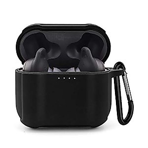 Alquar Case Cover for Skullcandy Indy EVO, Anti-Lost/Shockproof/Waterproof/LED Visible, Skullcandy Indy Evo True Wireless in-Ear Earbud Silicone Case Cover with Keychain -Black