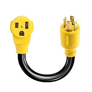 Flameweld Welder Adapter Cord, L14-30P Locking Male Plug to 6-50R Female Plug, 4 Prong 30 Amp to 50 Amp Up to 7500W SJTW 10/3 Generator Cord, UL