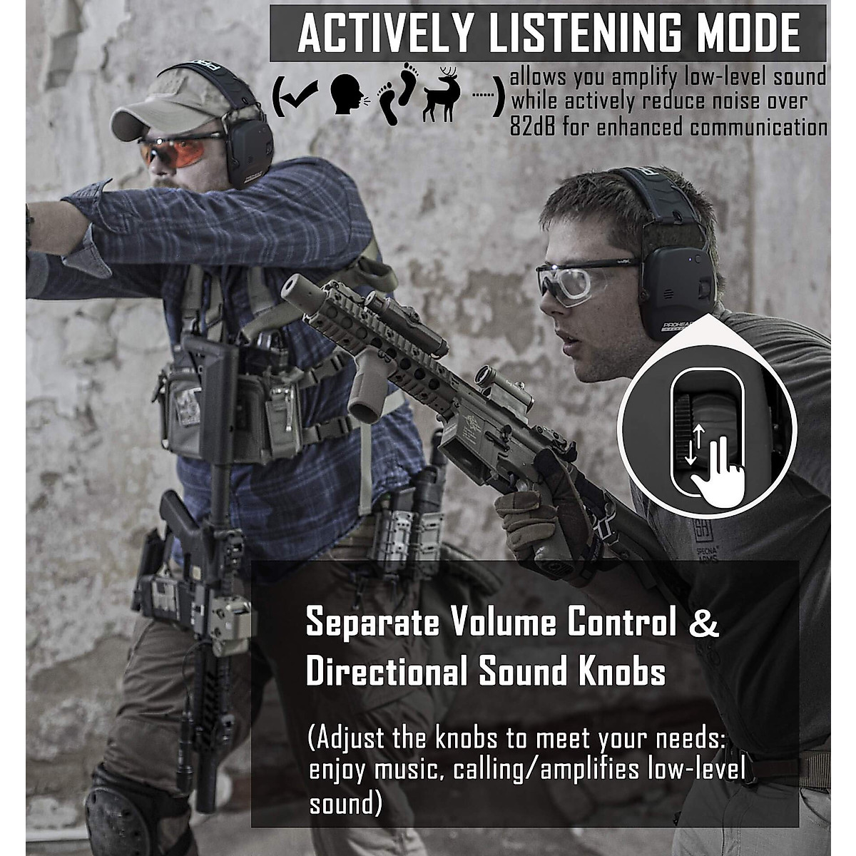 PROHEAR 030 Bluetooth 5.0 Electronic Shooting Muffs Digital Electronic Shooting Ear Protection Muffs with GEP02 Gel Ear Pads