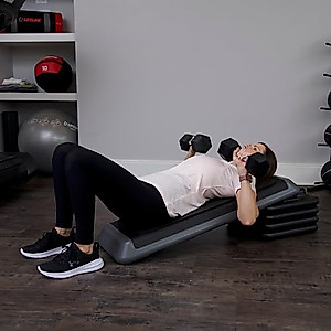 The Step (Made in USA Original Aerobic Platform for Total Body Fitness – Health Club 4 Risers Grey