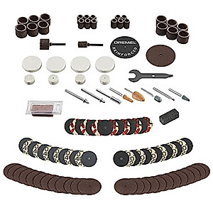 Dremel 709-02 110-Pieces All-Purpose Rotary Tool Accessory Kit- Includes a Carving Bit, Sanding Drums, Grinding Stones, Cutting Discs, and a Storage Case , Gray