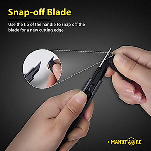 MANUFORE 5 Pack 9mm Snap-Off Knife 30 Degree Film Cutting Knife Box Cutter for Wallpaper, Paper, Crafts, Cartons