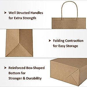 Poever Kraft Paper Wine Bags with Handles 5.25x3.25x13 inch for Whiskey Spirits Bottles 25PCS Bluk, Brown Gift Bags Shopping Bags Party Bags Retails Bags Wrapping Bags Recyclable