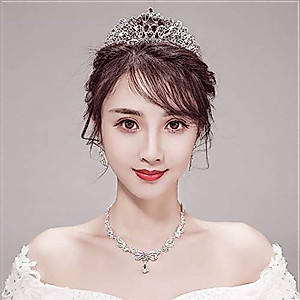 Wedding Sets For Women Bling Bride Hair Accessories Tiaras Earrings Necklace Wedding Jewelry Sets A