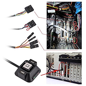 Zerone Desktop PC Switch Button Electricity Supply On/Off Reset HDD Push Button Reset Switch + Dual USB Ports + Audio Ports for Desktop Computer Case