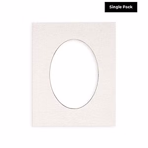 CountryArtHouse White Linen Canvas Acid Free 7x10 Oval Picture Frame Mat with White Core Bevel Cut for 5.5x8.5 Pictures - Fits 7x10 Frame - Pack of 1 Matboard
