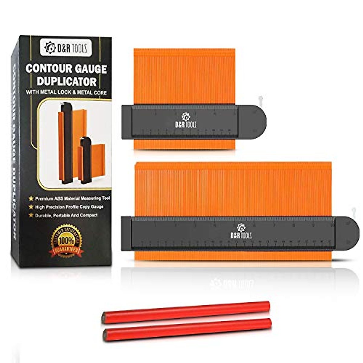 Contour Gauge with Lock D&R Tools Widen Shape Duplication Gauge Tool 5”& 10”, Template Tool with Adjustable Lock Precisely Copies Irregular Shapes Tools for Flooring Contour Gauge Duplicator