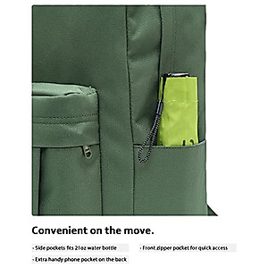 HotStyle 599s Simple Backpack, Classic Bookbag with Multi Pockets, Durable for School & Travel, Hunter Green