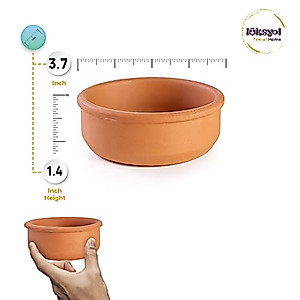 Luksyol Handmade Unglazed Clay Bowls: Elevate Your Culinary Experience with a Set of 8 (3.7 x 1.4 in) | Authentic Terracotta Cooking for Indian, Mexican, Korean Cuisine | Microwave-Friendly and Safe |