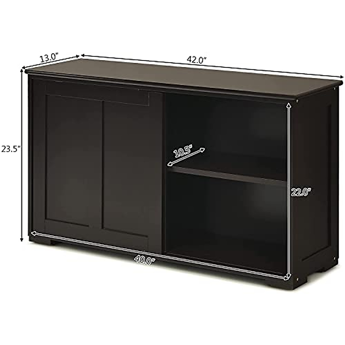 Salches Kitchen Storage Sideboard, Stackable Buffet Cabinet w/Adjustable Shelf, Cupboard w/Smooth Sliding Door for Dining Room/Living Room/Entryway/Bathroom (Brown)