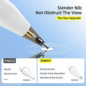 Replacement Tips for Apple Pencil 1st/2nd Generation - Upgraded Longer Fine Point High Sensitive Pen Like iPencil Nib, No Wear Out Noiseless Precise Control Stylus Tip for iPad Pro Pencil - White