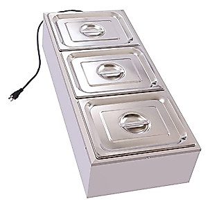1500W Electric Buffet Warmer Server Chafing Dish Buffet Tray Food Warmer Set 3 Compartment Buffet Server Chafing Dish Stainless Steel Chafing Server Set Buffet Server Warmer Food Insulation