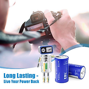 EBL D Batteries, 12 Pack D Battery Long Lasting Alkaline D Cell Batteries - Perfect for Daily Use and Business