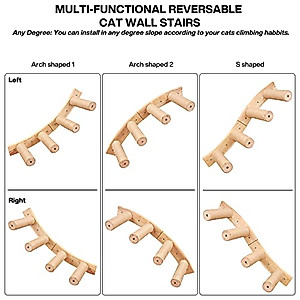 ESPETS Pack of 2 Large Cat Wall Stairs with Jute Rope Scratching Post Steps 6 in 1- Cat Wall Climbing Steps Walkways, Wall Mounted Floating Cat Shelves and Perches, Modern Cat Wall Furniture Indoor