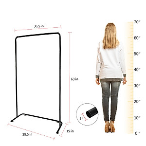 Fishat Black Lightweight Standard Rod Simple Rolling Clothes Rack, 15"D x 48"W x 58"H Metal Clothes Organizer for Dorm Bedroom Home Balcony