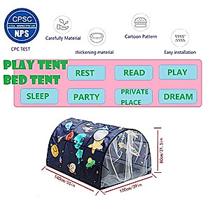 Upgrate Bed Tent Boys Girls Dream Canopy Tents for Toddlers Bed Tent Twin with Net Curtain 55"×39"×31" Privacy Space Portable Play Tent for Kids Indoor Outdoor (Space A)