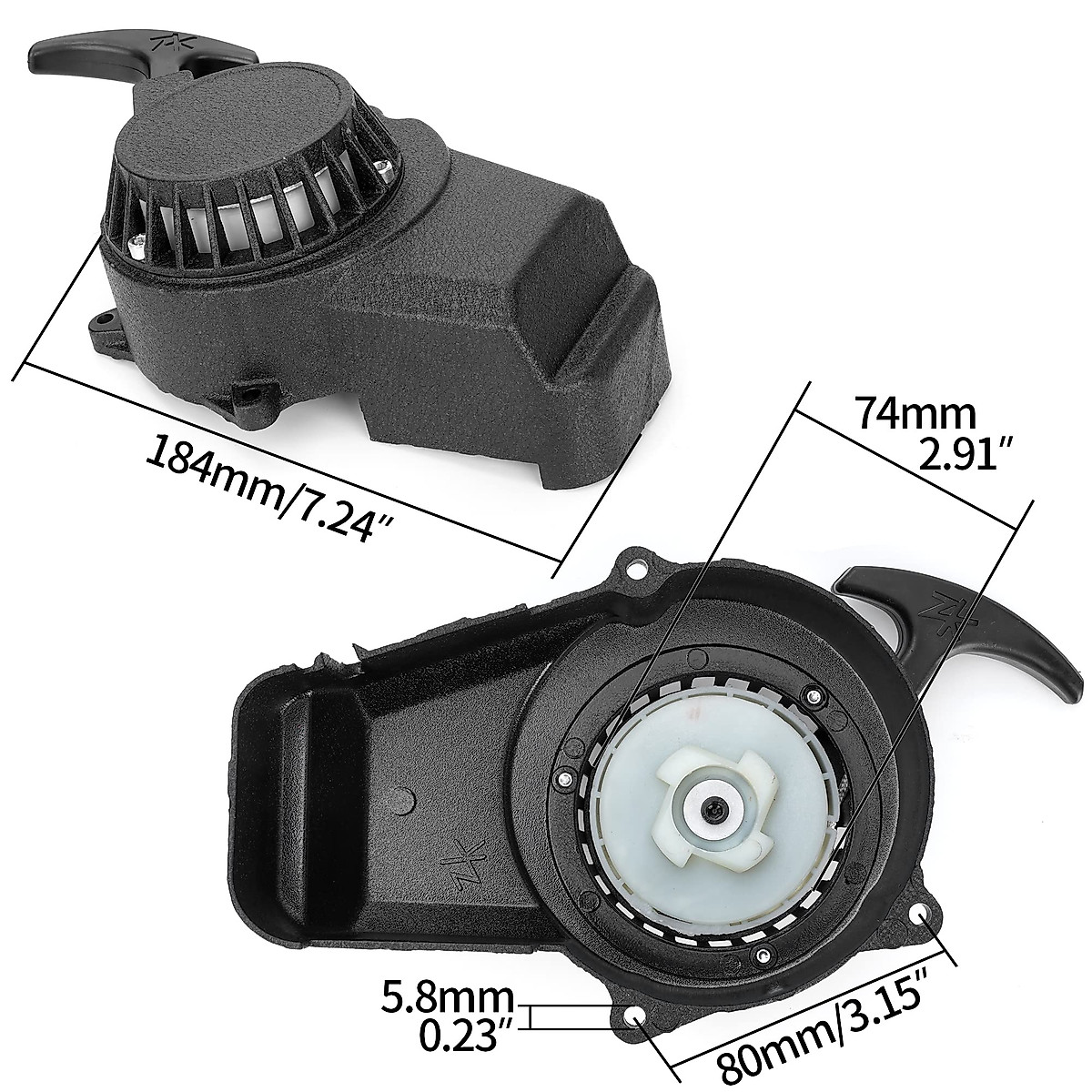 JIAYAN Alloy Recoil Starter Pull Starter Fits 2 Stroke Engine for 47cc 49cc SYX SSR SX50 Coolster QG50 Mototec Demon Xpro Hawk DRX Quad 4 Wheeler Motorcycle Pocket Bike Mini Bike-Black