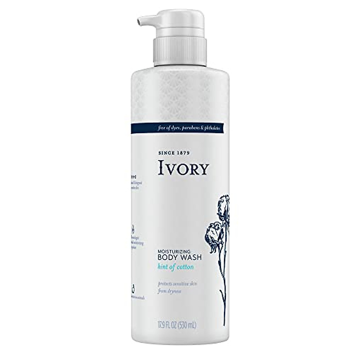 Ivory Moisturizing Body Wash Hint of Cotton, 17.9 Fl oz
