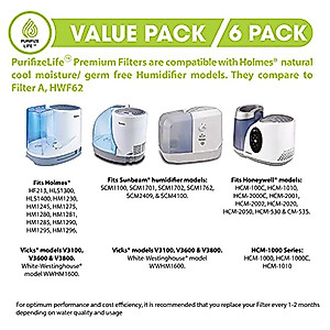 PURIFIZE LIFE Premium Replacement Wick Filter for Holmes Humidifier HWF62, HWF62S HWF62D Filter A and Other Sunbeam Cool Mist Models (3 Pack)