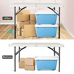 ZhouDaShu Table Leg Extenders for Folding Tables, Metal Table Leg Extensions for Bent and Straight Legs, Adjustable Folding Table Leg Risers, 4 Pack Table Height Extenders for Rise 3.6"/5.23"(7.8in)