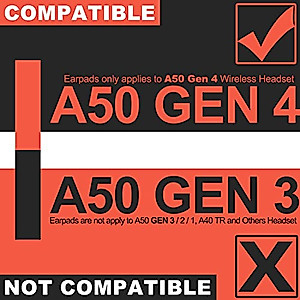 A50 Mod Kit Gen 4 - Ear Cushion Compatible with Astro Gaming A50 Wireless Headset Velvet - Headband/Microphone Foam/Ear Pads I Not Work with GEN 3