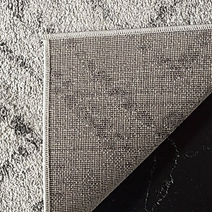 SAFAVIEH Adirondack Collection Area Rug - 6' Square, Light Grey & Grey, Modern Diamond Distressed Design, Non-Shedding & Easy Care, Ideal for High Traffic Areas in Living Room, Bedroom (ADR131C)