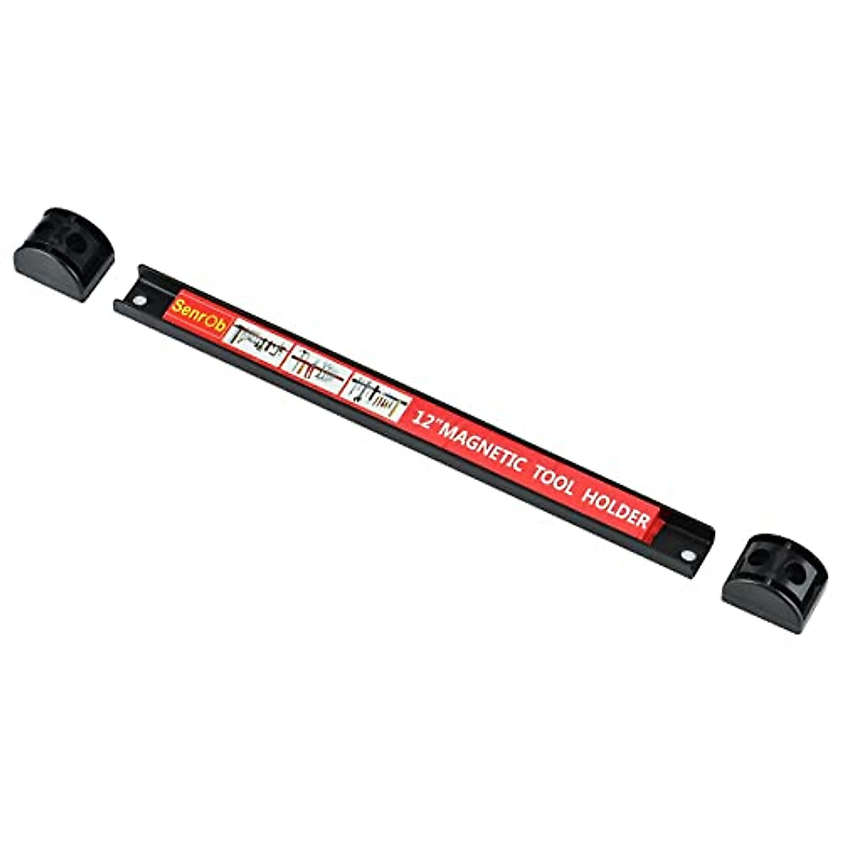 Senrob 4 PCS 12" Magnetic Tool Holder Bar Racks,Metal Magnet Storage Tool Organizer Set with Mounting Brackets&Screws