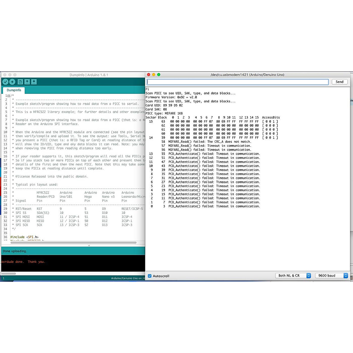 Stemedu RC522 RFID Reader Writer Module RF IC Card Sensor with S50 White Card + Writable Key Ring for Arduino for Raspberry Pi Nano NodeMCU (Pack of 2sets)