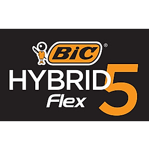 BIC Hybrid 5 Flex Refillable Men's Razor, 1 Weighted Handle and 10 Nano-Tech Titanium 5-Blade Refills with Precision Blade - Bundle of 1+10 Multicolor