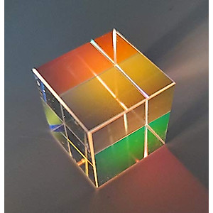 Labnique 25 mm Glass Cube Prism, RGB Dispersion Prism, X-Cube, Dichroic Cube, for Teaching of Optics, Photo Effects, and Decoration