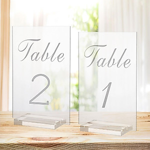 DAJAVE 20 Pack Acrylic Wedding Table Numbers 1-20 , 4x6 Inch Clear Table Number with Acrylic Stands, Acrylic Table Sign for Wedding Event Party Restaurant Reception Number Cards(Rectangular Style)