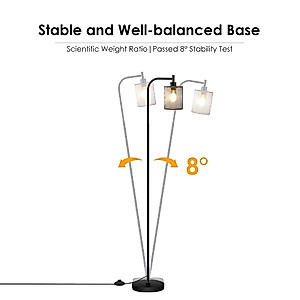 BoostArea Industrial Floor Lamp, Standing Lamp with Hanging Iron Mesh Lamp Shade, 6W LED Bulb, Whole Metal Farmhouse Floor Lamp with Foot Switch, Rustic Floor Lamps for Living Room Bedroom, Black