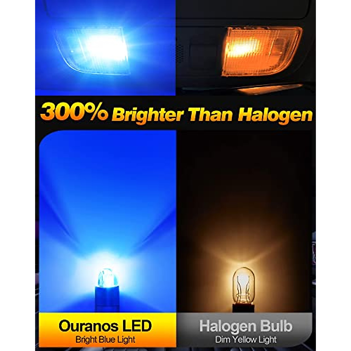 Ouranos 194 LED Bulb Blue No Polarity 168 T10 2825 LED Light Bulb for Car Interior Dome Map Door Courtesy License Plate Lights, Car Interior Atmosphere Blue Light Bulb