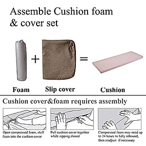 MICUSHION Outdoor Bench Cushion for Patio Furniture Water Resistant Porch Swing High Density Foam Cushions Non Slip Window Seat Pad Indoor (36"x16"x2", Khaki)