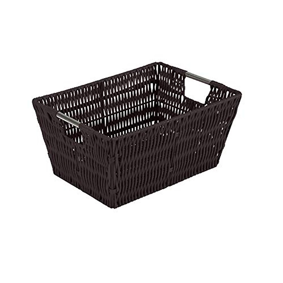 Simplify 3 Pack Set Woven Baskets with Handles, for Storage, Blankets, Toys, Books, Ideal for Home, Office, Dorm, Playroom, Closet, in Chocolate 3 Piece Rattan Tote