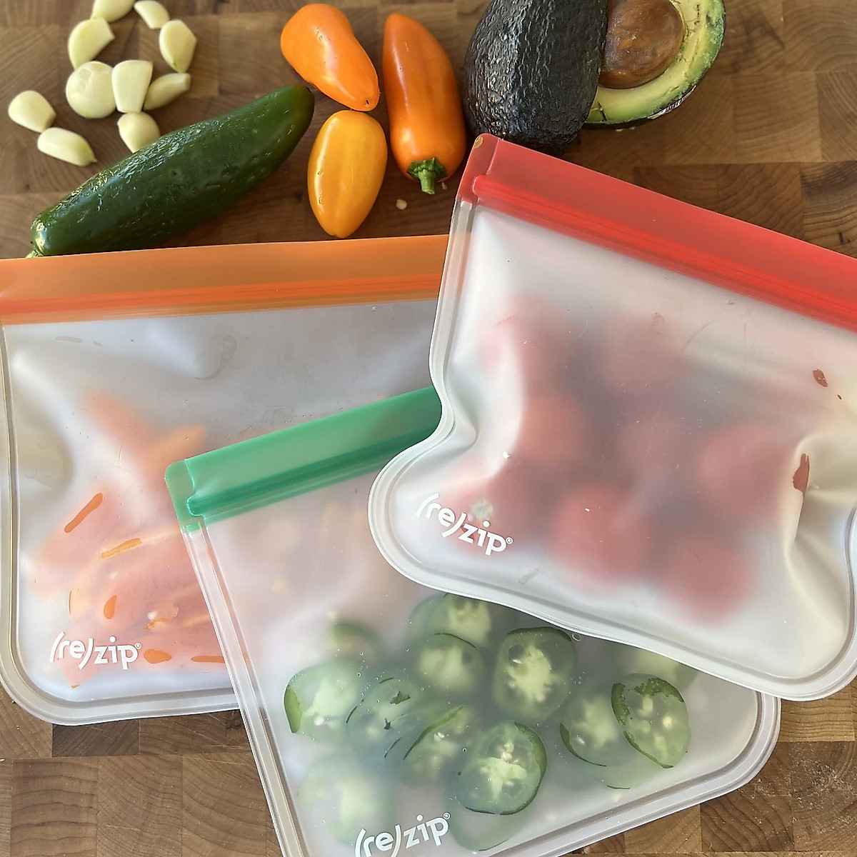 rezip 5-pack Flat Lunch Reusable BPA-Free Food Grade Storage Bag, Leakproof, Freezer Safe, Dishwasher Safe, Travel Friendly, (5) Lunch/Sandwich Bags (3.5-Cup/28-Ounce), (Multicolor - Jewel Tones)