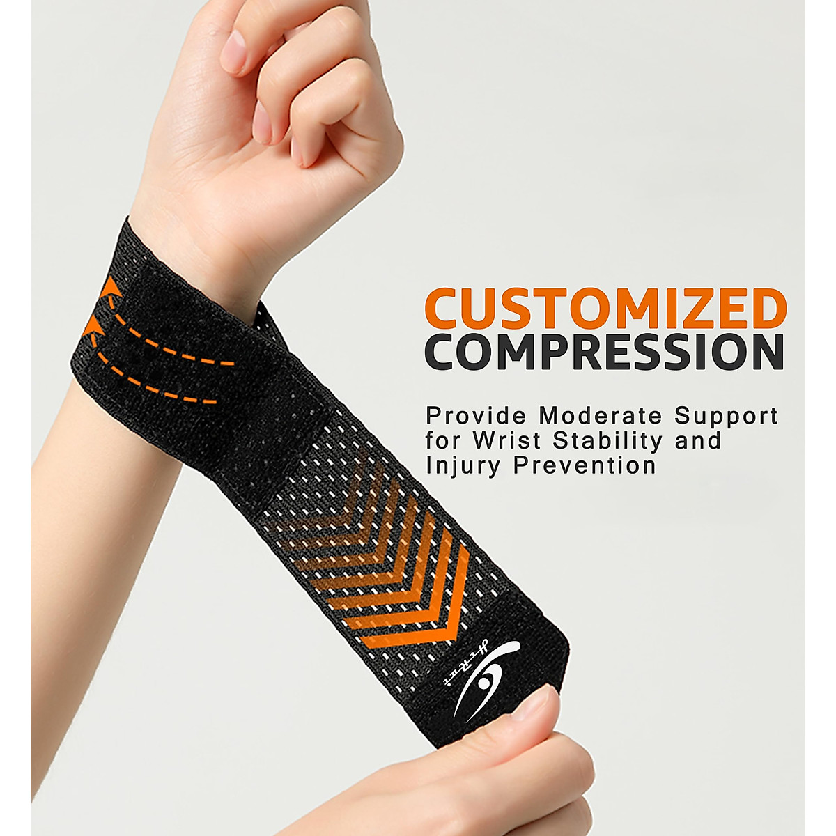 HiRui Wrist Compression Wraps, Wrist Brace Wrist Support for Sports, Mouse Hand, Mother's Hand, Carpal Tunnel Arthritis, Tendonitis - Premium Elastic & Breathable Mesh Fabric (Black, Medium)